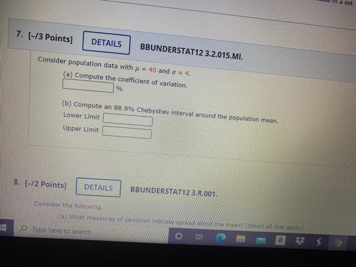 Solved a set. 7. [-/3 Points] DETAILS BBUNDERSTAT12 | Chegg.com