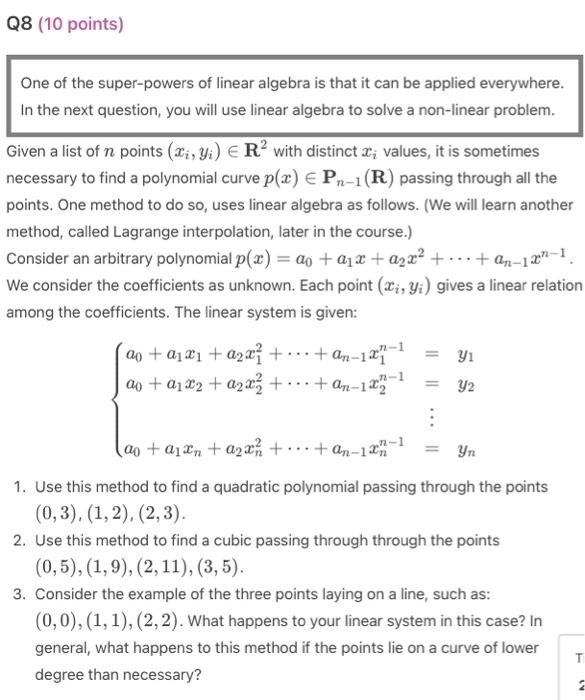 Solved One of the super-powers of linear algebra is that it | Chegg.com