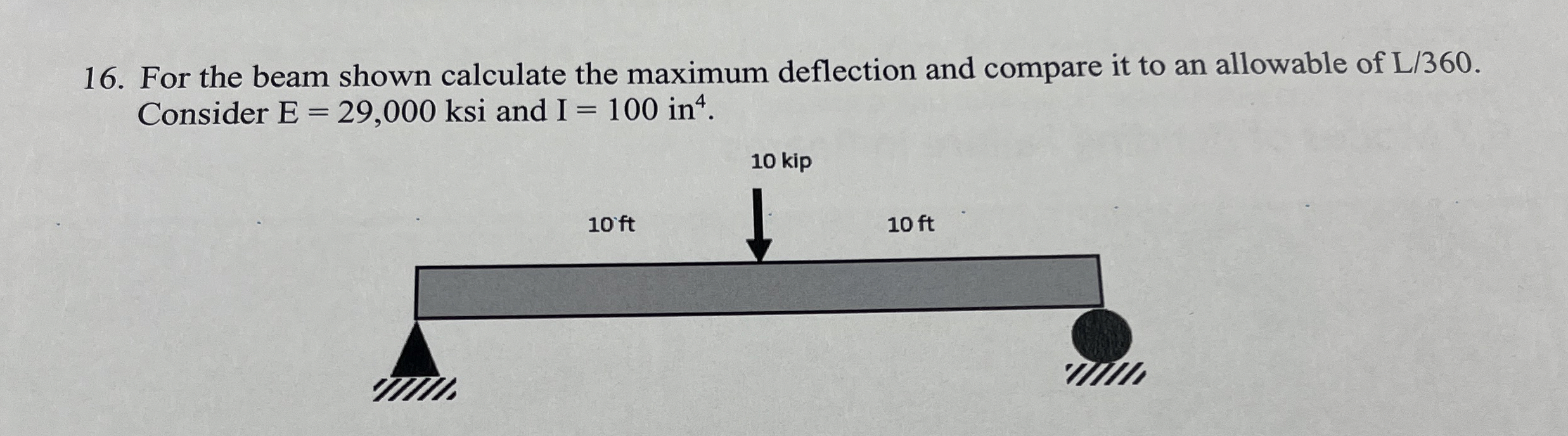 Solved For the beam shown calculate the maximum deflection | Chegg.com