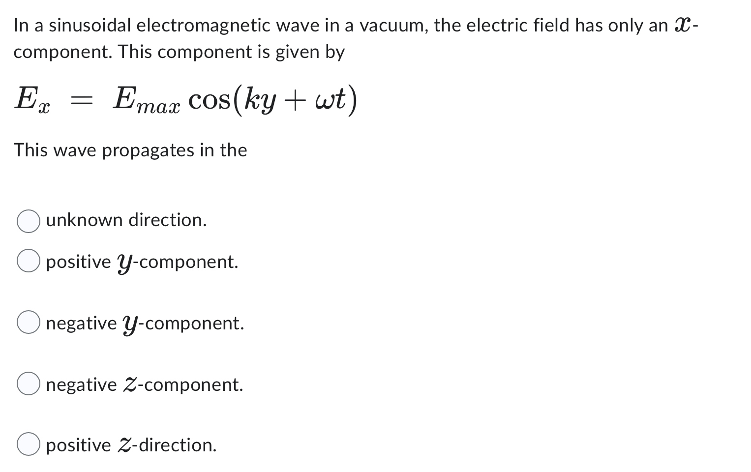 Solved In a sinusoidal electromagnetic wave in a vacuum, the | Chegg.com