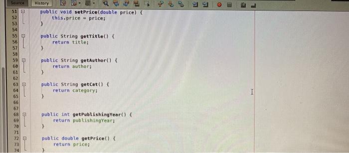 Solved 7 public class Book { В private String title, author, | Chegg.com