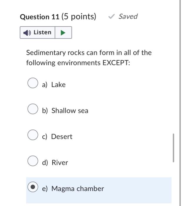 Solved In sedimentary rock, clast size refers to the: a) | Chegg.com