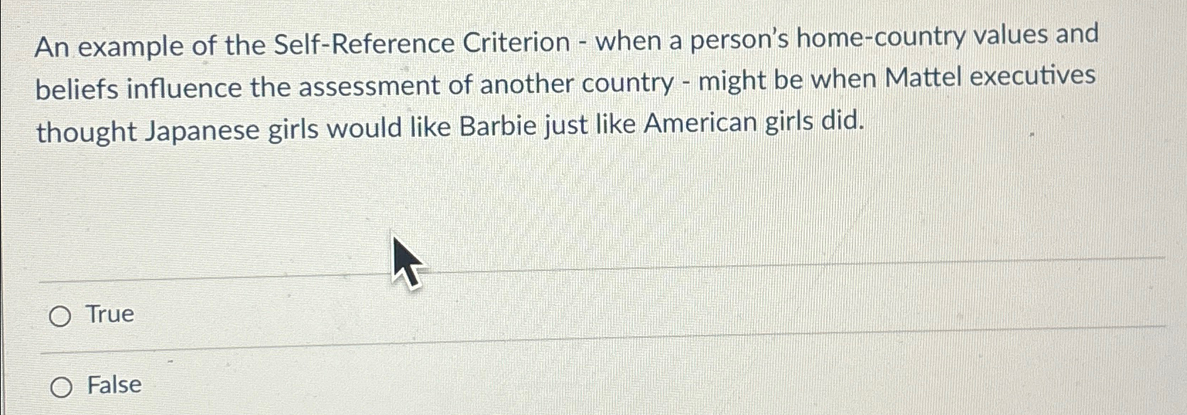 Solved An example of the Self-Reference Criterion - ﻿when a | Chegg.com