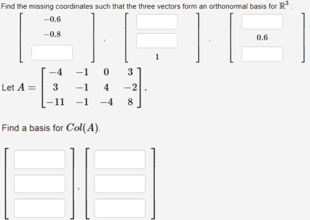 Solved Find the missing coordinates such that the three | Chegg.com