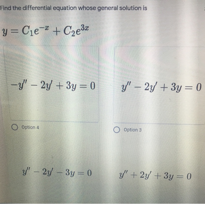Solved Find the differential equation whose general solution | Chegg.com
