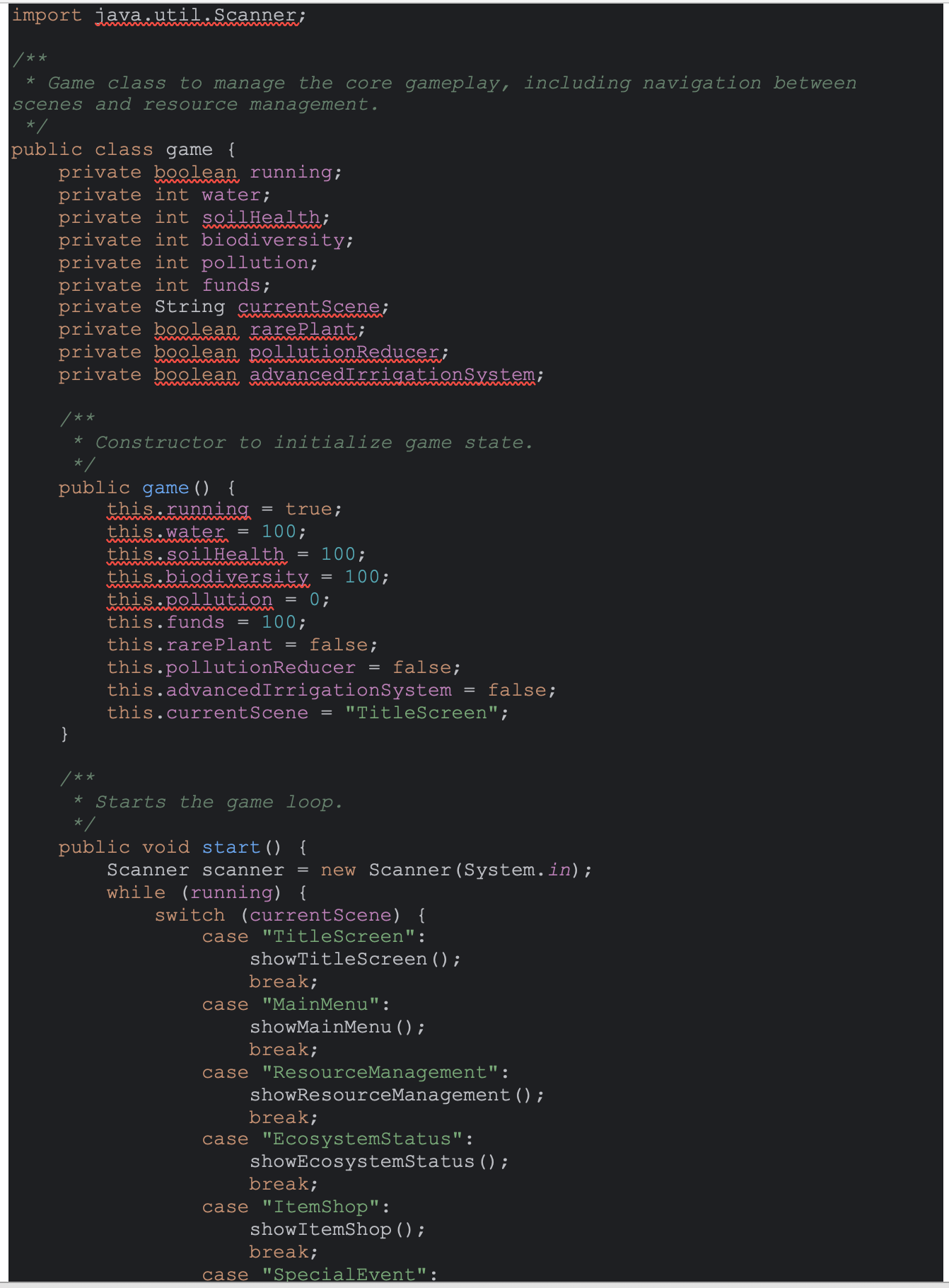 Solved help my fix my code so it runs as a gameimport | Chegg.com