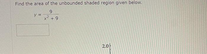 Solved Find the area of the unbounded shaded region given | Chegg.com