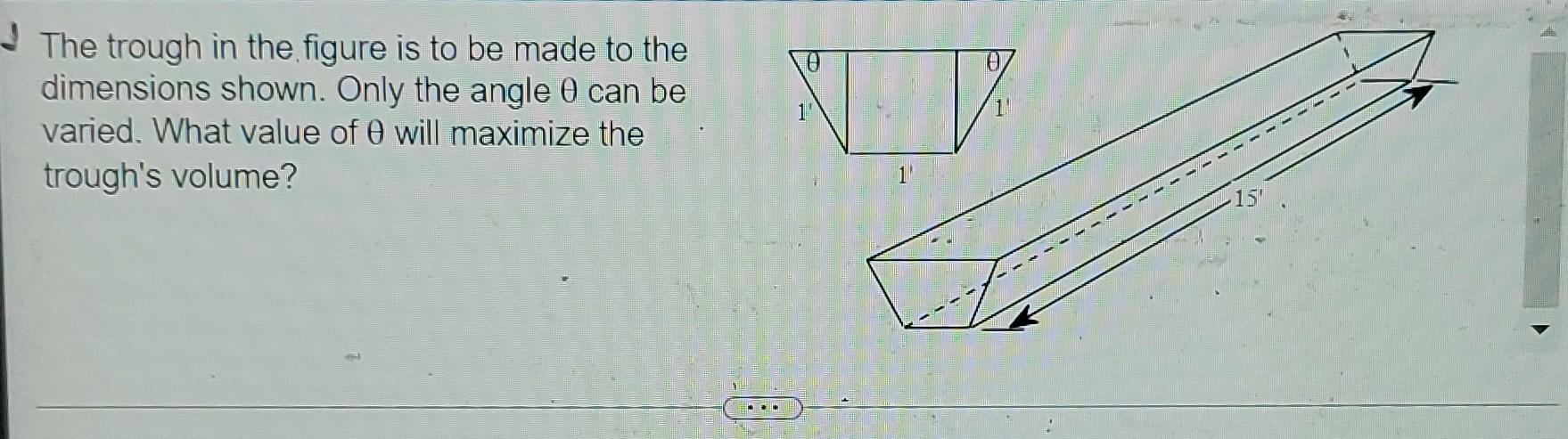 Solved The trough in the figure is to be made to the | Chegg.com