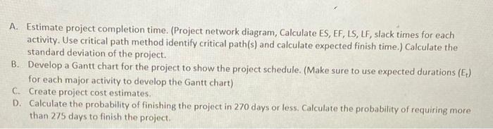 A. Estimate project completion time. (Project network | Chegg.com
