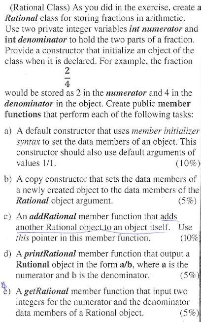 Solved (Rational Class) As you did in the exercise, create a | Chegg.com