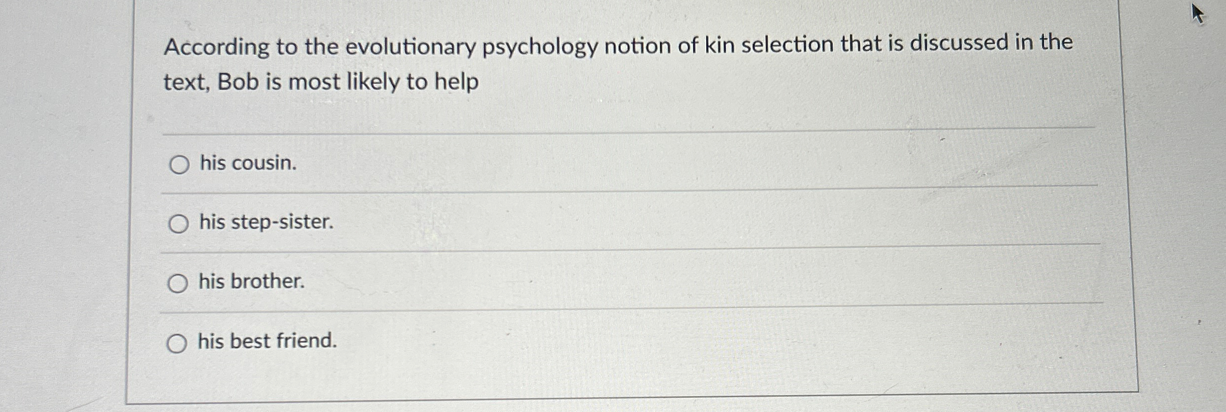 Solved According to the evolutionary psychology notion of | Chegg.com