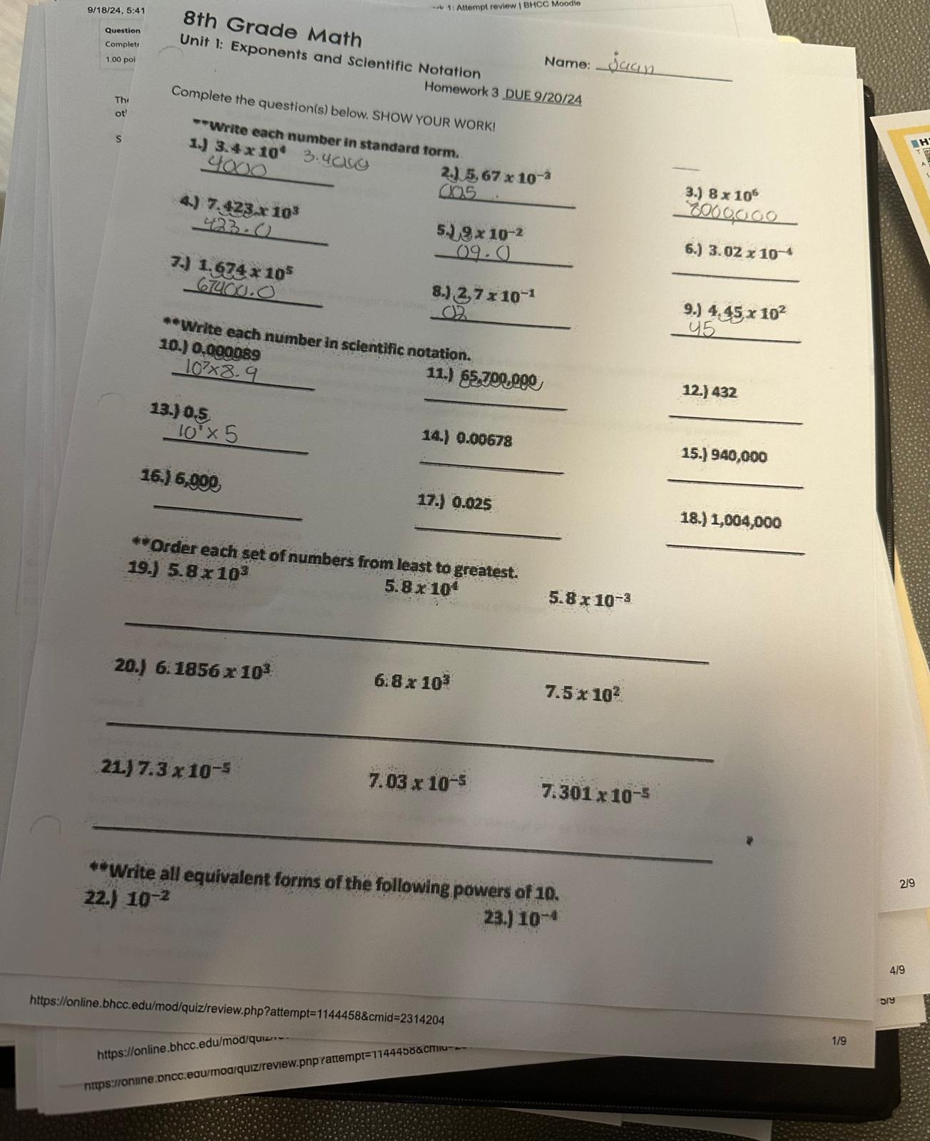 complete each number in standard form3.4 ﻿x | Chegg.com