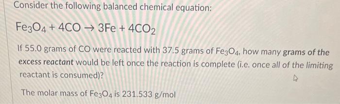 Solved Consider the following balanced chemical equation: | Chegg.com