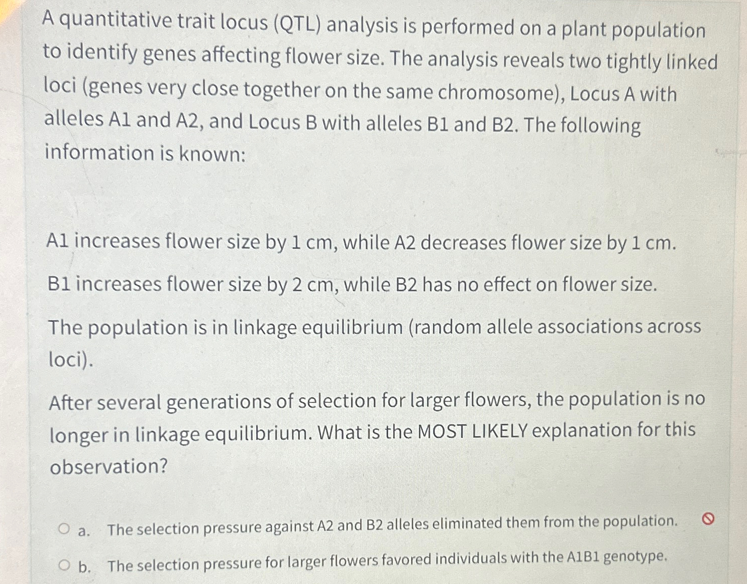 Solved A quantitative trait locus (QTL) ﻿analysis is | Chegg.com