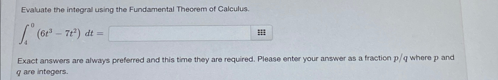 Solved Evaluate the integral using the Fundamental Theorem | Chegg.com