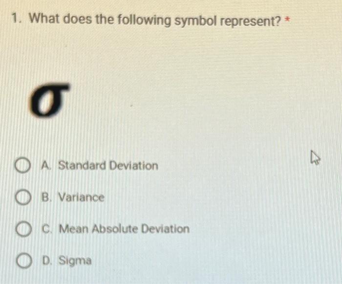 Solved 1. What does the following symbol represent? * A. | Chegg.com