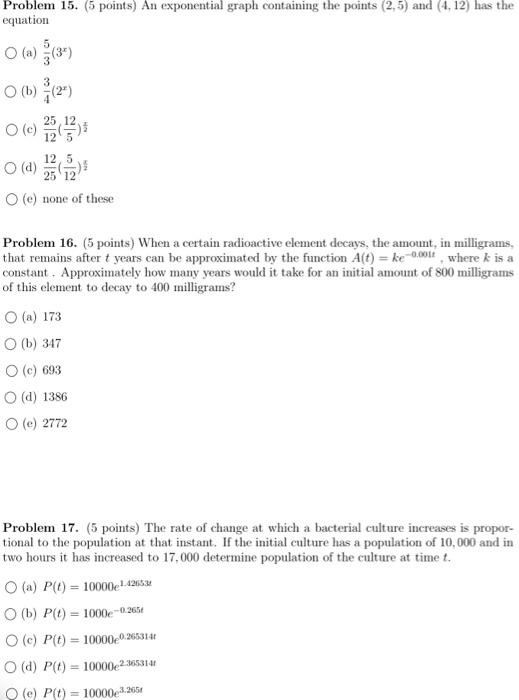 Solved Problem 15. (5 points) An exponential graph | Chegg.com
