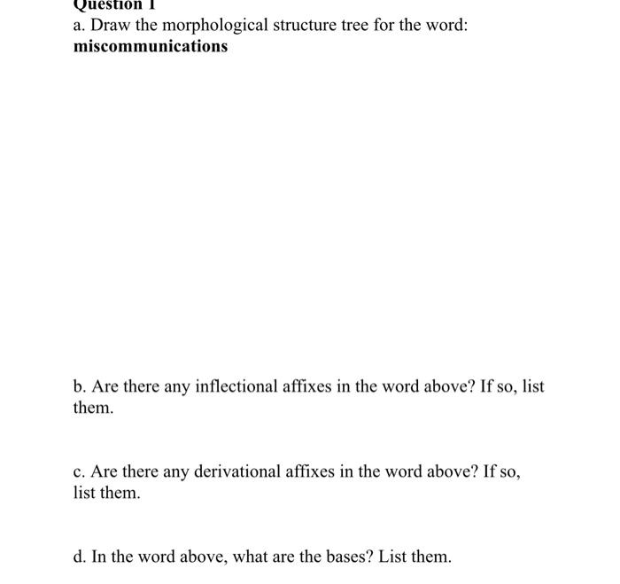 Question a. Draw the morphological structure tree for | Chegg.com