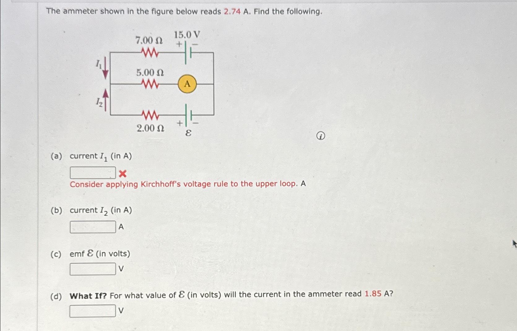 Solved The ammeter shown in the figure below reads 2.74A. | Chegg.com