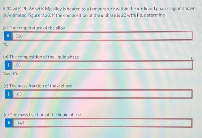 Solved A 34wt% Pb−66wt%Mg alloy is heated to a temperature | Chegg.com