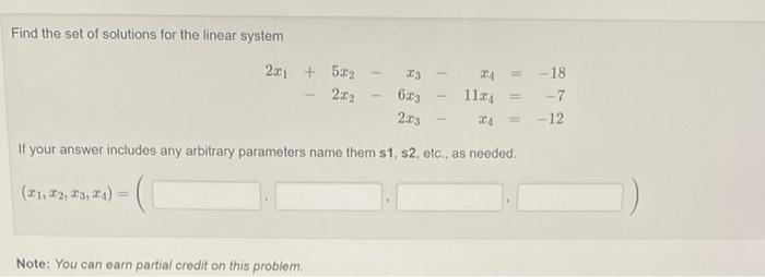 Solved The following system has an infinite number of | Chegg.com