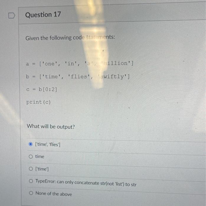 Solved Given the following code atements: books = ['math', | Chegg.com