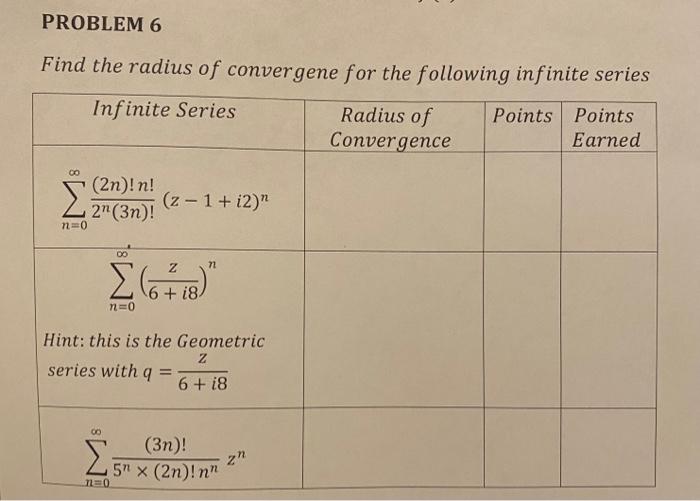 Solved Find the radius of convergene for the following | Chegg.com