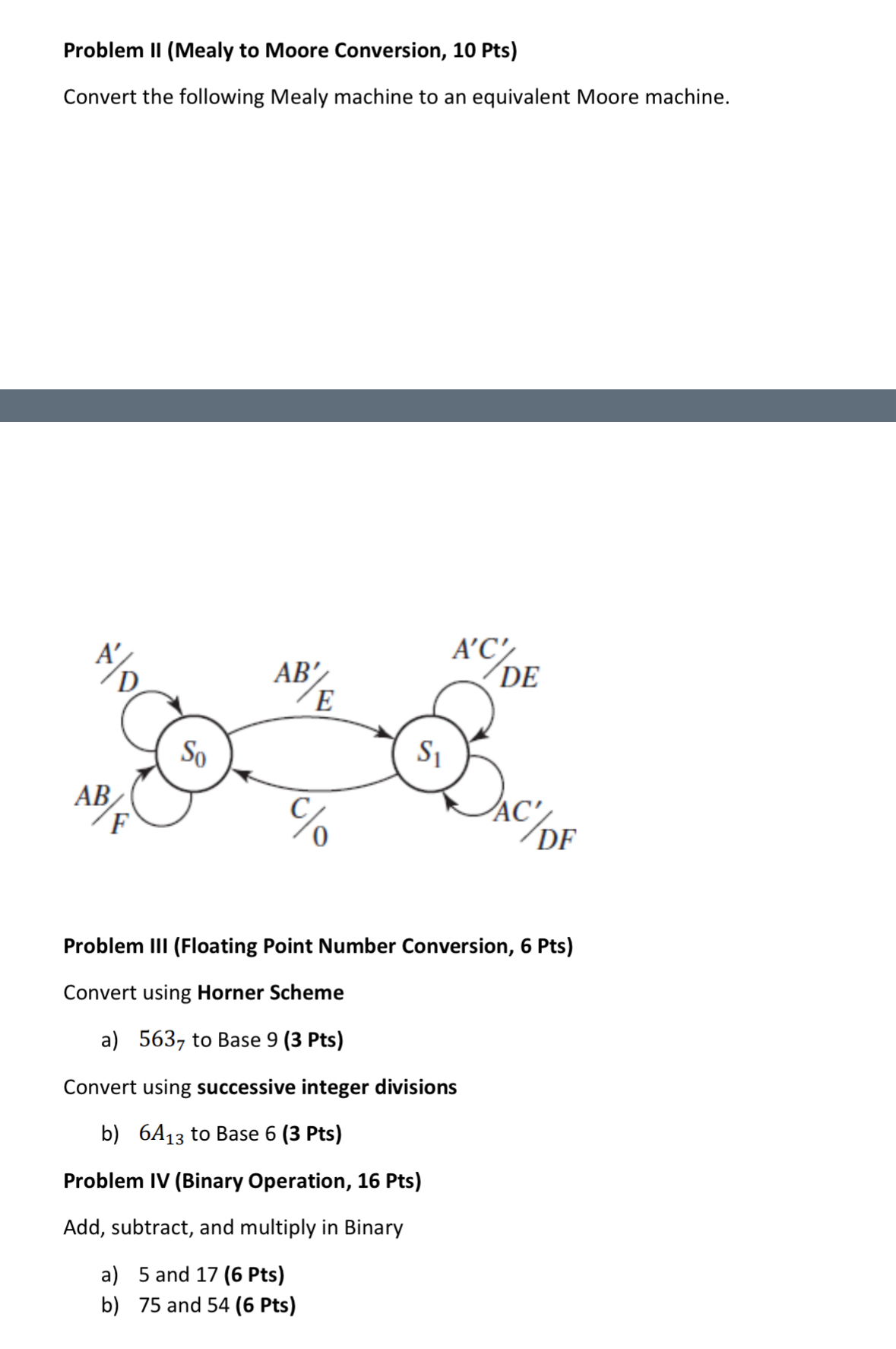 Solved Problem II (Mealy to Moore Conversion, 10 | Chegg.com