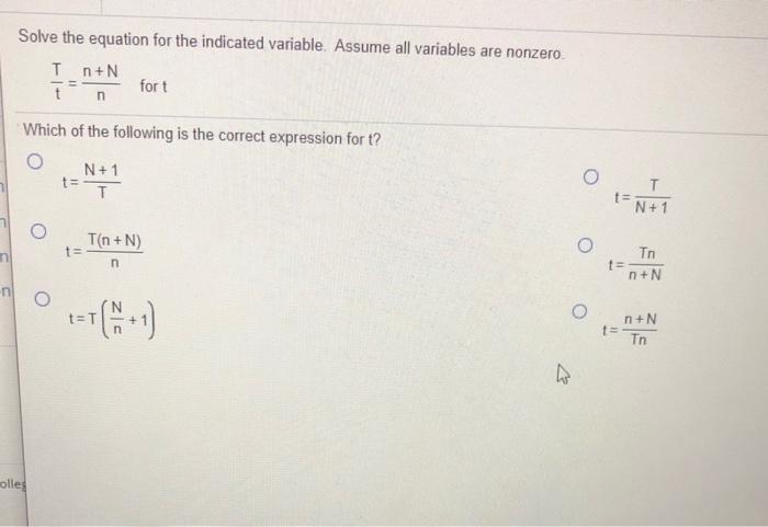 Solved Solve the equation for the indicated variable. Assume | Chegg.com
