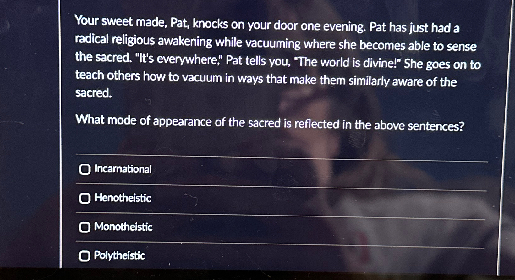 Solved Your sweet made, Pat, knocks on your door one | Chegg.com