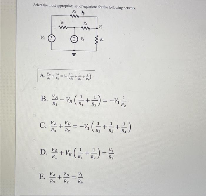 Solved Select the most appropriate set of equations for the | Chegg.com
