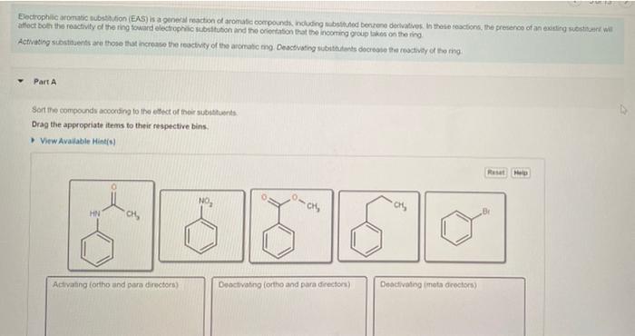 Solved Electrophilic aromatic substitution (EAS) is a | Chegg.com