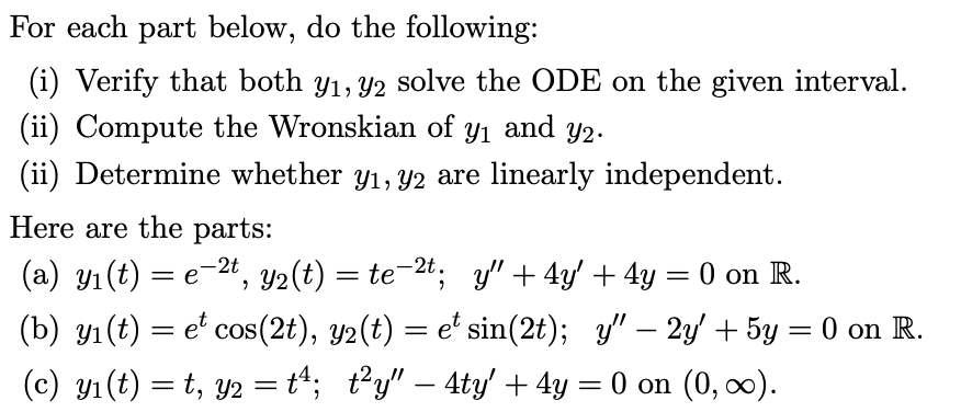 Solved For each part below, do the following:(i) ﻿Verify | Chegg.com