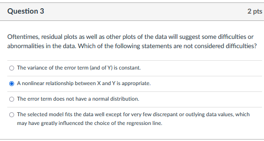 Solved Question 3Oftentimes, residual plots as well as other | Chegg.com
