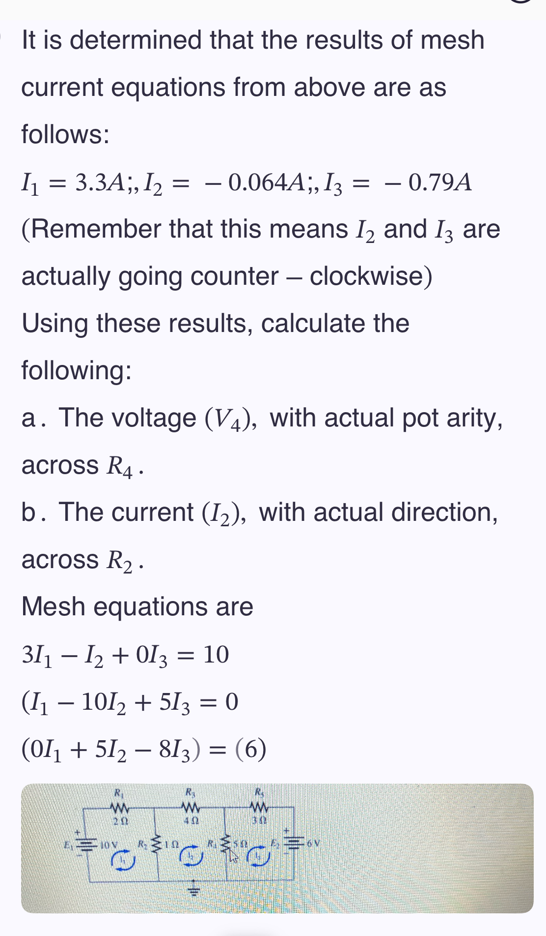 Solved It is determined that the results of mesh current | Chegg.com