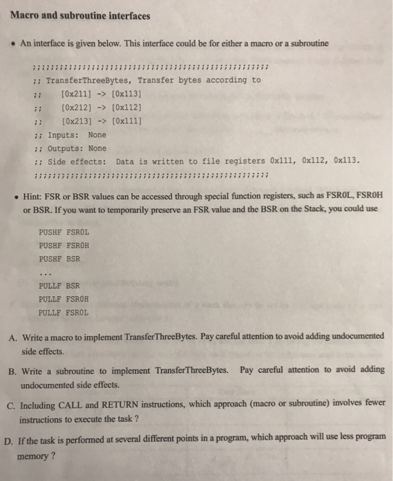 macros and subroutines for microprocessors and | Chegg.com