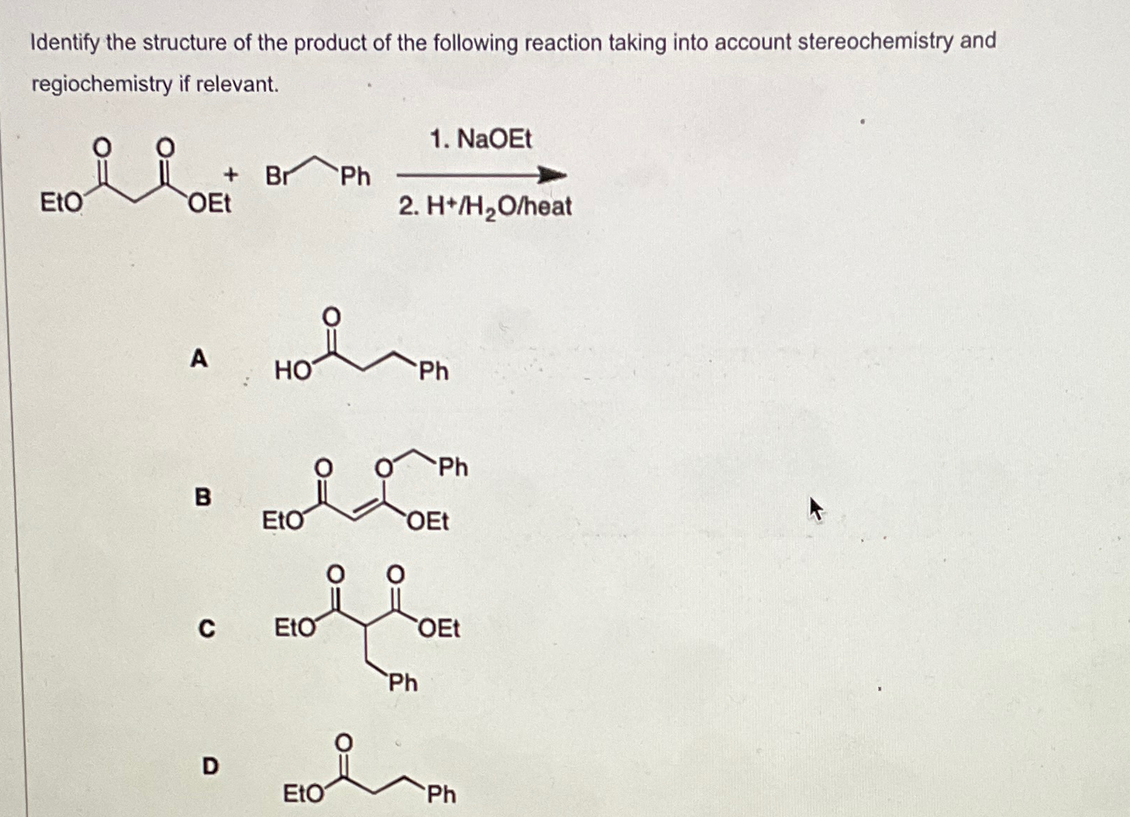 Solved Identify the structure of the product of the | Chegg.com