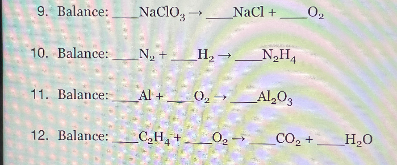 Balance: ,NaClO3→,NaCl+,O2Balance: | Chegg.com