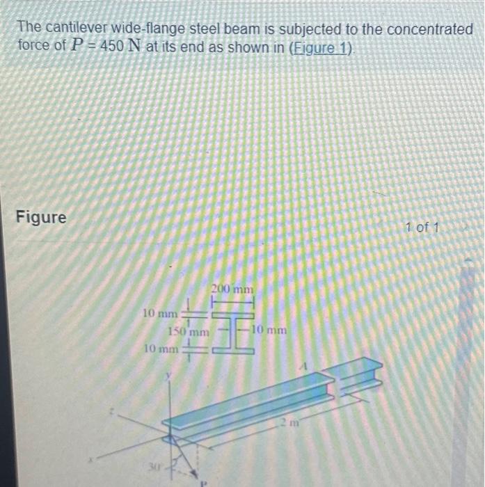 Solved The cantilever wide-flange steel beam is subjected to | Chegg.com