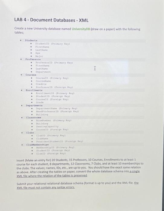 Solved LAB 4 - Document Databases - XML Create a new | Chegg.com