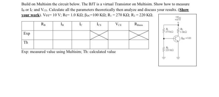 Solved Build on Multisim the circuit below. The BJT is a | Chegg.com