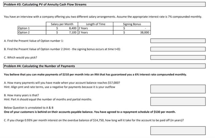 Solved Problem #3: Calculating PV of Annuity Cash Flow | Chegg.com