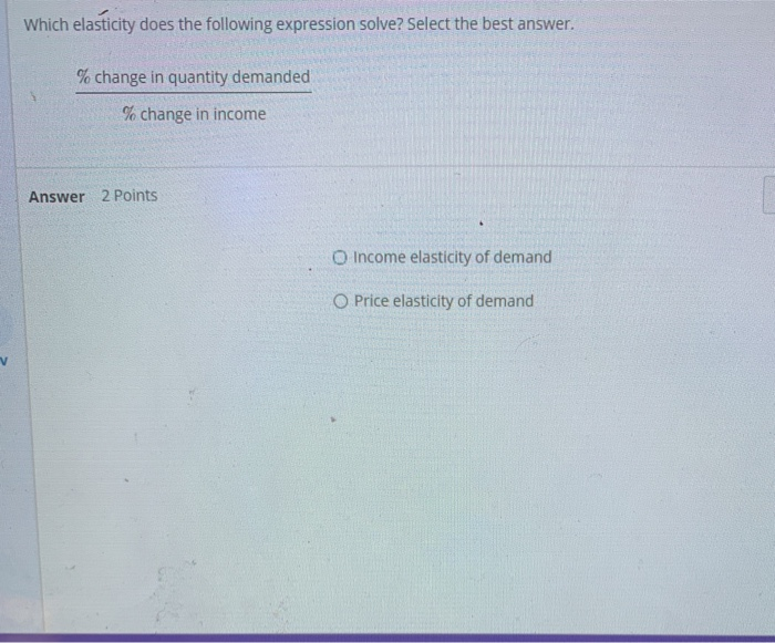 Solved Which elasticity does the following expression solve? | Chegg.com