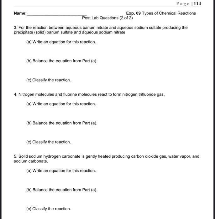 Solved 3. For the reaction between aqueous barium nitrate | Chegg.com