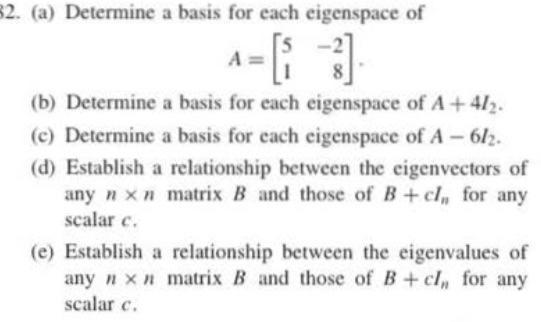 Solved (a) Determine a basis for each eigenspace of | Chegg.com