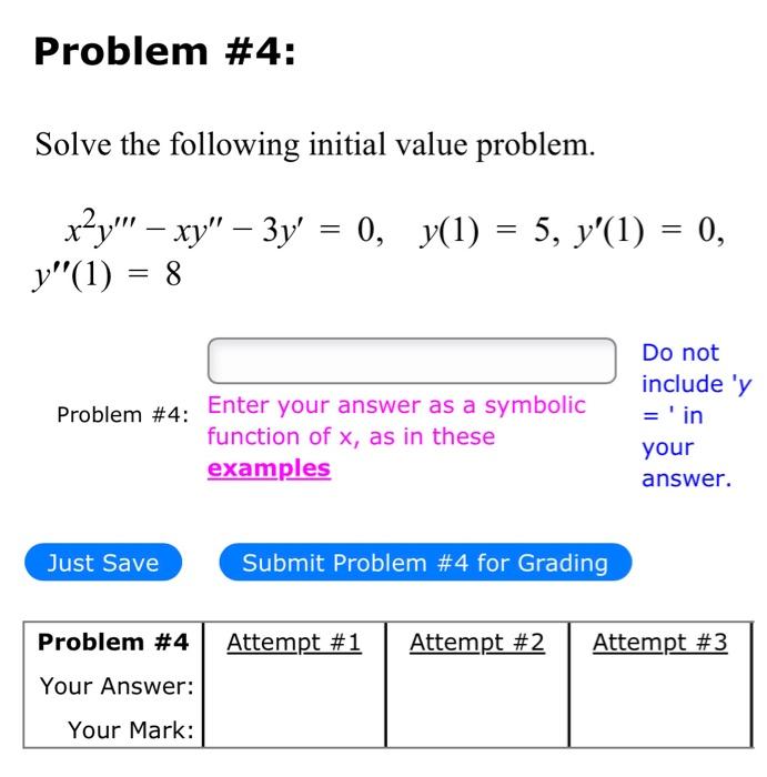 Solve the following initial value problem. | Chegg.com