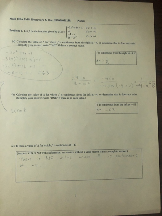 Solved Math 150A Fa18. Homework 6. Dues 202006031159 Name: | Chegg.com