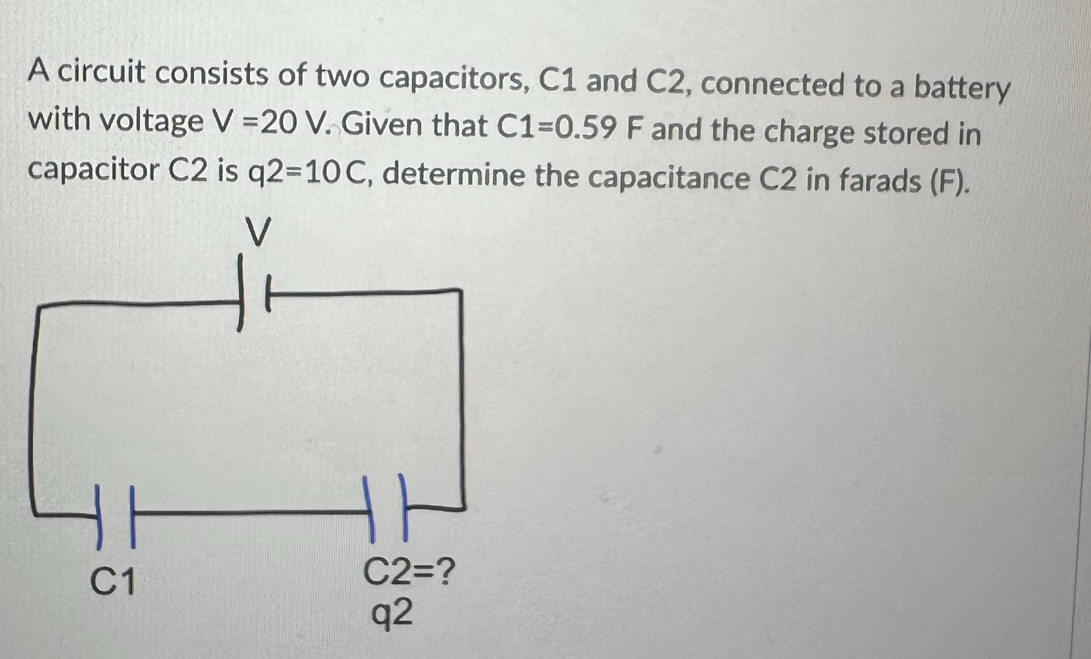 Solved A circuit consists of two capacitors, C 1 ﻿and C 2 , | Chegg.com