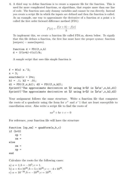 6. A third way to define functions is to create a | Chegg.com
