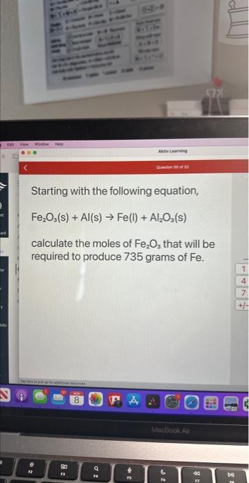 Solved Starting with the following equation, Fe2O3( | Chegg.com